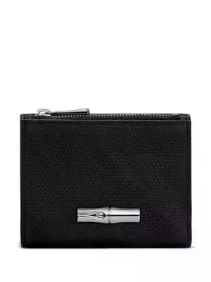 Longchamp Le Roseau Textured Leather Cardholder - Black