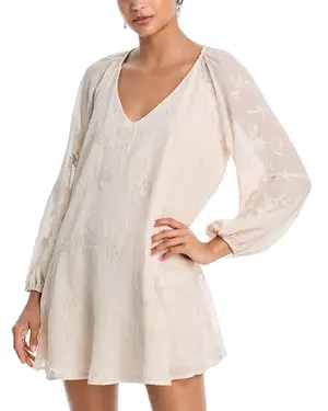 Aqua X Ava Phillippe Embroidered Chiffon Mini Dress
