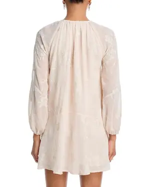 Aqua X Ava Phillippe Embroidered Chiffon Mini Dress