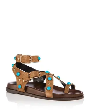 Aqua Embellished Sandals For Women