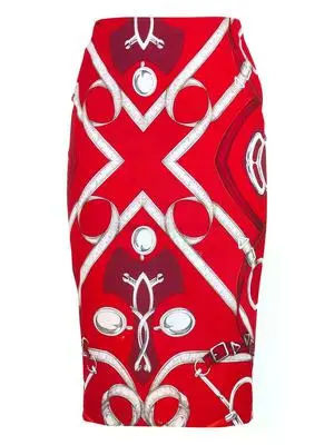 Samantha Sung Printed Pencil Skirt - Red