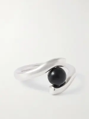 Agmes Claire Recycled Sterling & Onyx Ring - Silver