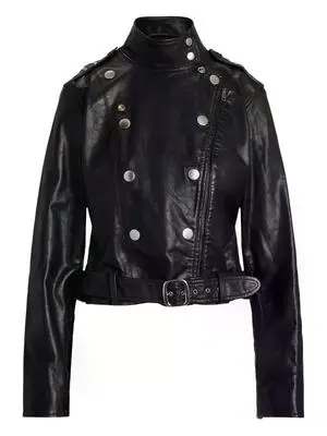 Polo Ralph Lauren Belted Leather Biker Jacket