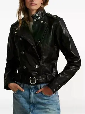 Polo Ralph Lauren Belted Leather Biker Jacket