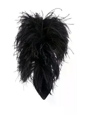 Saint Laurent Suede Ankle Boots With Ostrich Feather Detailing