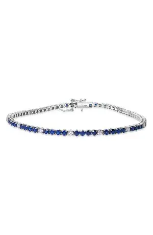 VALANI ATELIER Sapphire & Diamond Tennis Bracelet - 14k White Gold