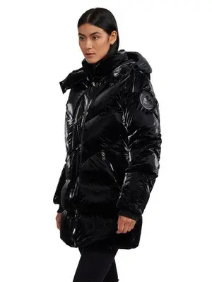 Pajar Estelle Mixed Chevron Quilted Puffer With Detachable Hood