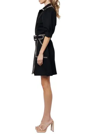 CIEBON Whipstitch Short Sleeve Shirtdress