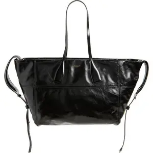 Balmain Track Shiny Leather Tote - 0pa Black