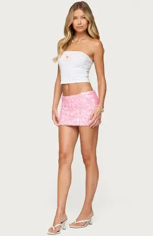 EDIKTED Evelina Sequin Miniskirt - Light-pink