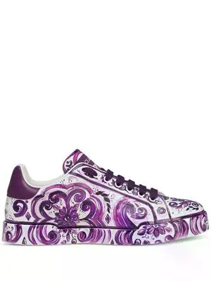 Dolce & Gabbana Maiolica-print Lace-up Sneakers - White