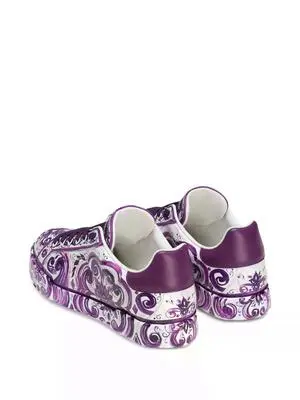 Dolce & Gabbana Maiolica-print Lace-up Sneakers - White