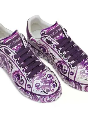 Dolce & Gabbana Maiolica-print Lace-up Sneakers - White