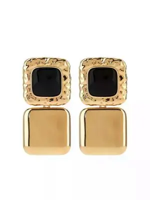SELF-PORTRAIT Textured Square Earrings - Gold