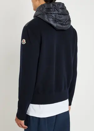 Moncler Hooded Shell And Wool Jacket