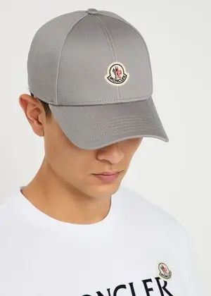 Moncler Logo Cotton Cap - Grey