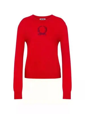 Moschino Laurel Crown Embellished Logo Sweater - Red
