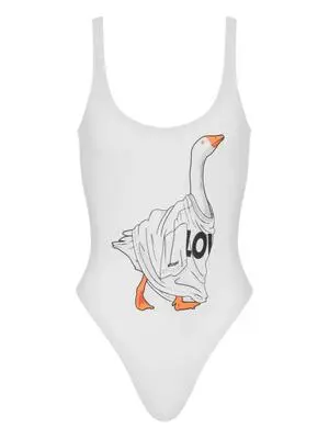 Moschino Graphic-print Swimsuit - White