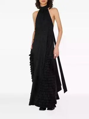 Moschino Halterneck Ruffled Maxi Dress