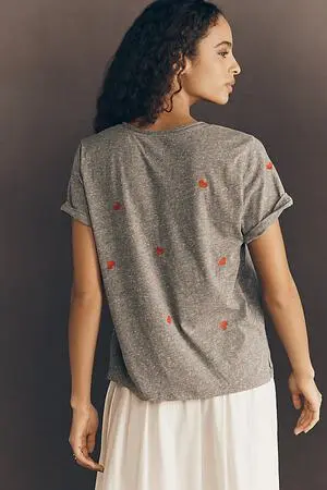 PILCRO Quinn Drapey V-neck T-shirt - Grey Pattern