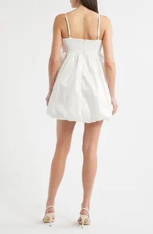 Likely Serefina Mixed Media Bubble Minidress - White