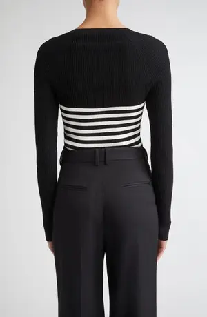 Max Mara Braies Stripe Bodice Rib Sweater