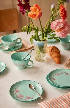 RICE BY RICE Set Of 6 Hand-painted Teacups