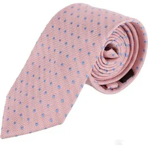 Trafalgar Trafalgar Ignacio Polka Dot Linen Blend Necktie Coral