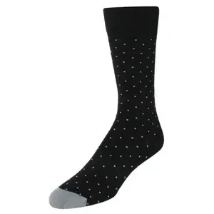 Trafalgar Pierre Polka Dot Mid-Calf Pima Cotton Socks Black With Grey Dots