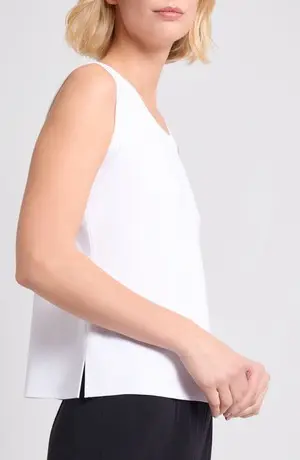 Misook Scoop Neck Tank - White