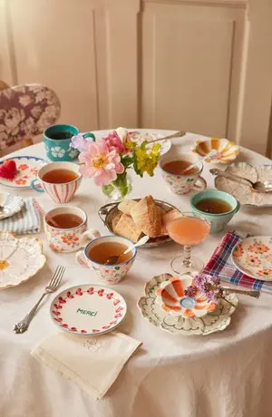 RICE BY RICE Set Of 6 Hand-painted Teacups