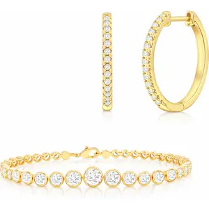 DONATELLO GIAN Hoops And Tennis Bracelet Set - Gold