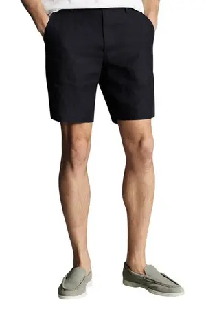CHARLES TYRWHITT Linen Shorts - Dark Navy