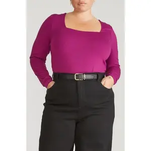 Universal Standard Square Neck Jersey Top - Rothko Purple