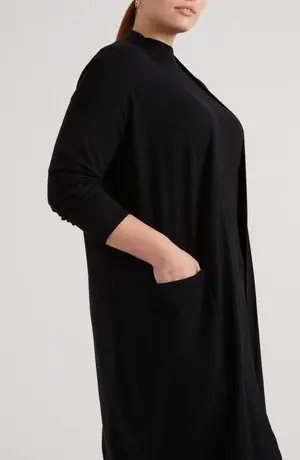 Universal Standard Long Open Front Cardigan - Black