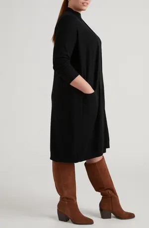 Universal Standard Long Open Front Cardigan - Black