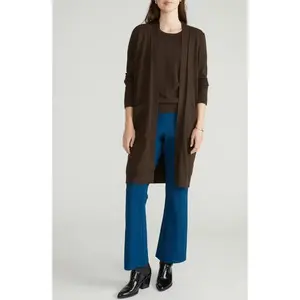 Universal Standard Long Open Front Cardigan Chocolate