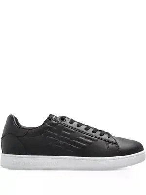 EA7 Logo-embellished Leather Sneakers - Black