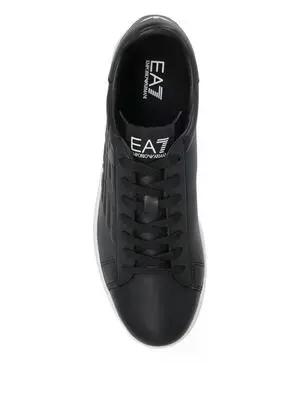 EA7 Logo-embellished Leather Sneakers - Black