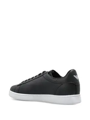 EA7 Logo-embellished Leather Sneakers - Black