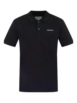 Alexander McQueen Logo-embroidered Cotton Polo Shirt - Black