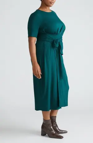 Universal Standard Delilah Tie Waist Midi Dress - Forest Green