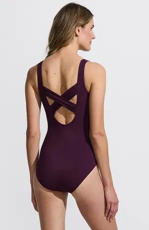 LANDS' END Slendersuit One-piece Swimsuit - Dark Wine