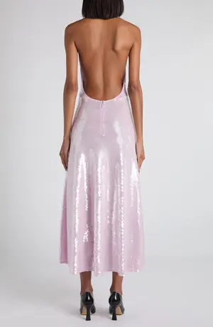Bottega Veneta Halter Sequin Midi Dress