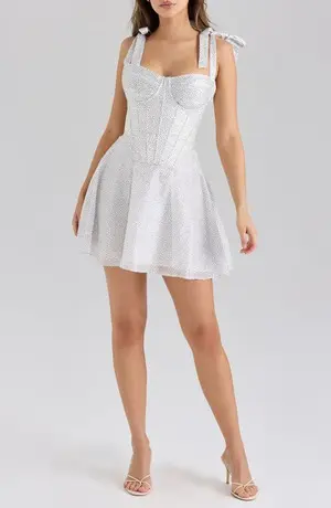 House Of Cb Ariella Corset Tie-strap Mini Dress - Micro Spot
