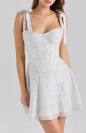 House Of Cb Ariella Corset Tie-strap Mini Dress - Micro Spot