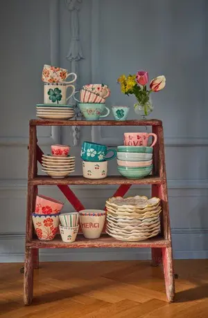 RICE BY RICE Set Of 6 Hand-painted Ceramic Espresso Cups