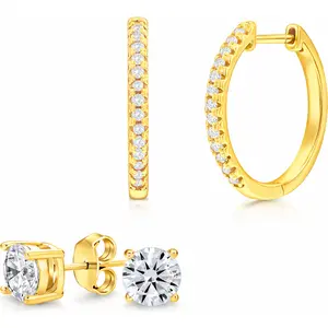 DONATELLO GIAN Crystal Hoop And Stud Earring Set