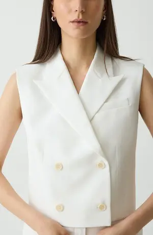 Theory Double-breasted Cropped Vest - Ivory