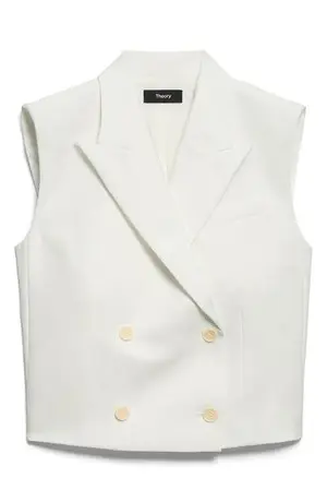 Theory Double-breasted Cropped Vest - Ivory